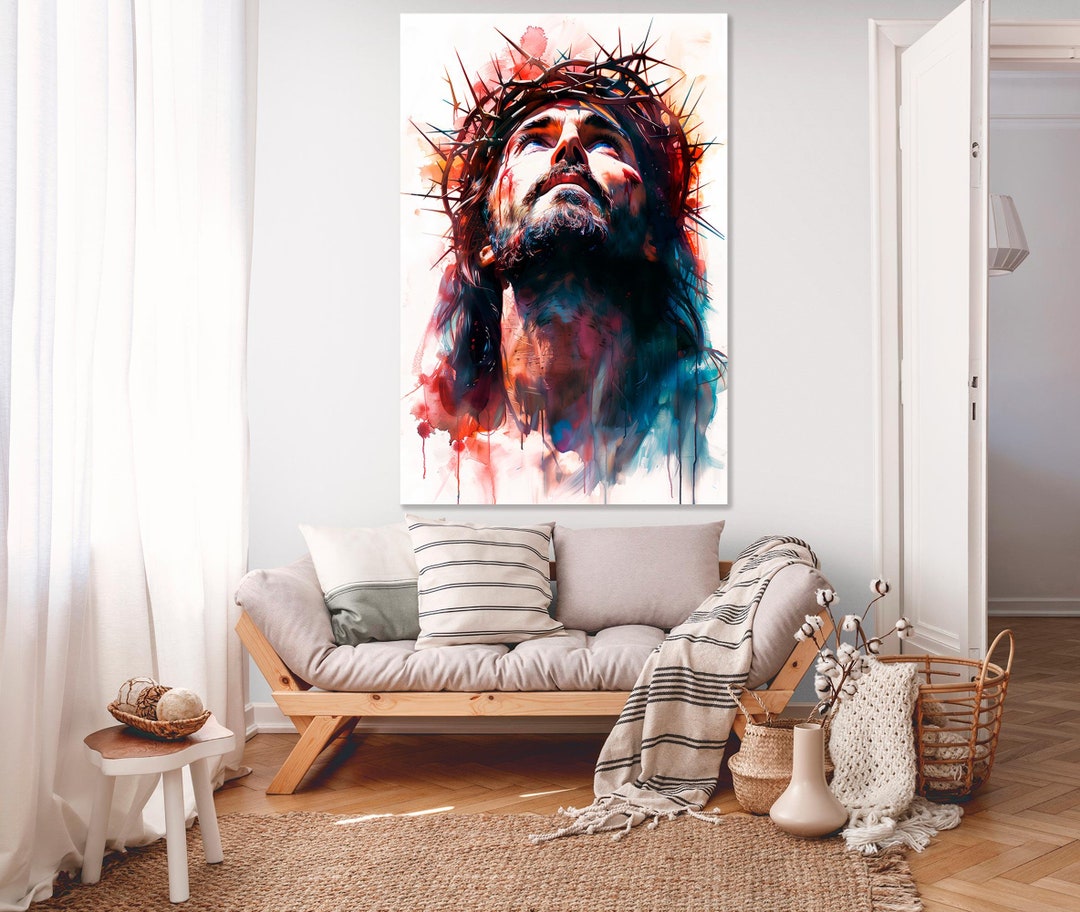 Jesus Christ Canvas Print Jesus Christ Wall Art Bible Decor Christian Canvas Jesus Print Decor ...