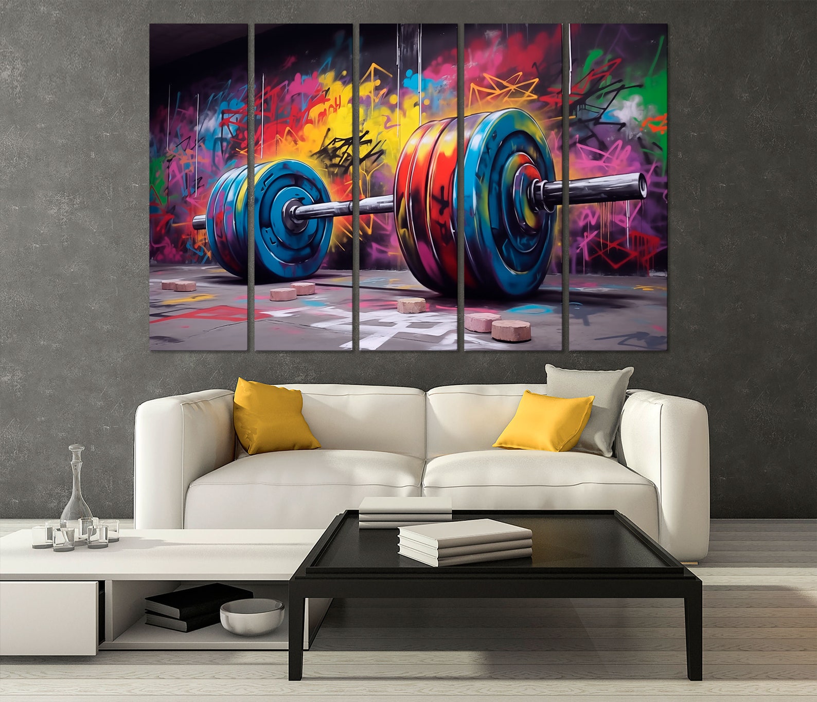 Graffiti Barbell Canvas Print, Motivational Gym Wall Art - Etsy