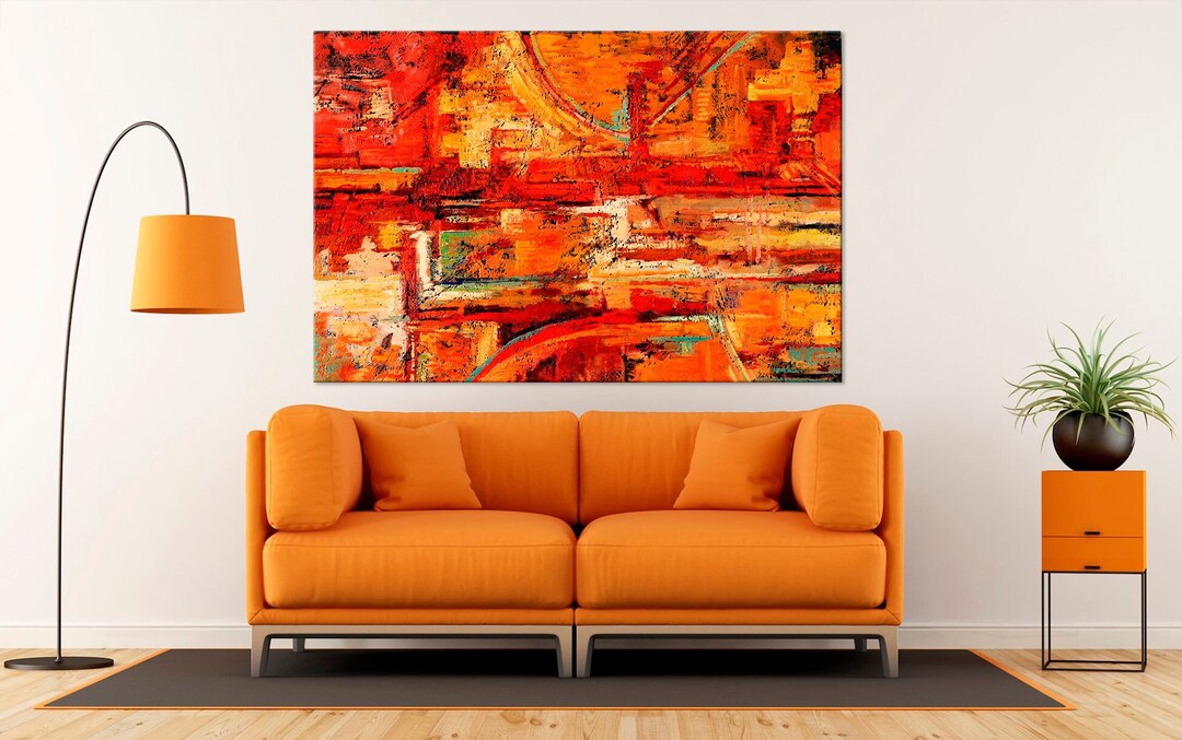Fiery Orange Abstract Printable Canvas Wall Art Prints Vibrant Modern ...