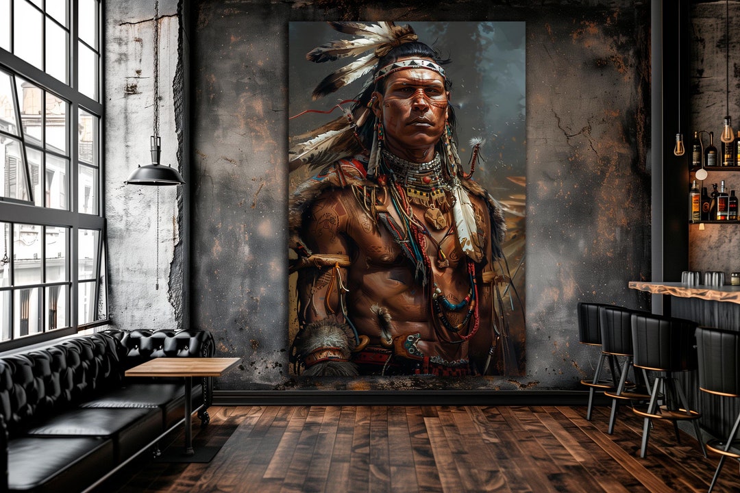 Apache Warrior Printable Canvas Wall Art Prints Native American Art ...