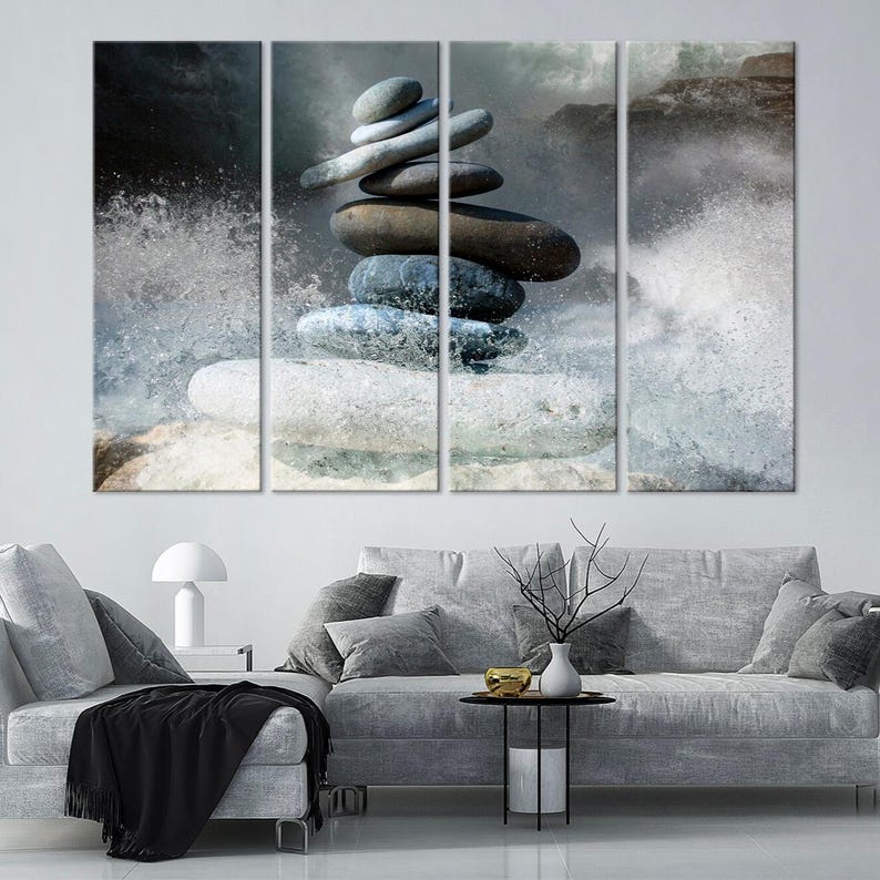 Zen Stones Canvas Wall Art, Balancing Rocks Contemporary Print (ready ...