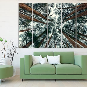 Forest Wall Art Canvas Abstract Tree Art Prints Through the Pine Trees ...