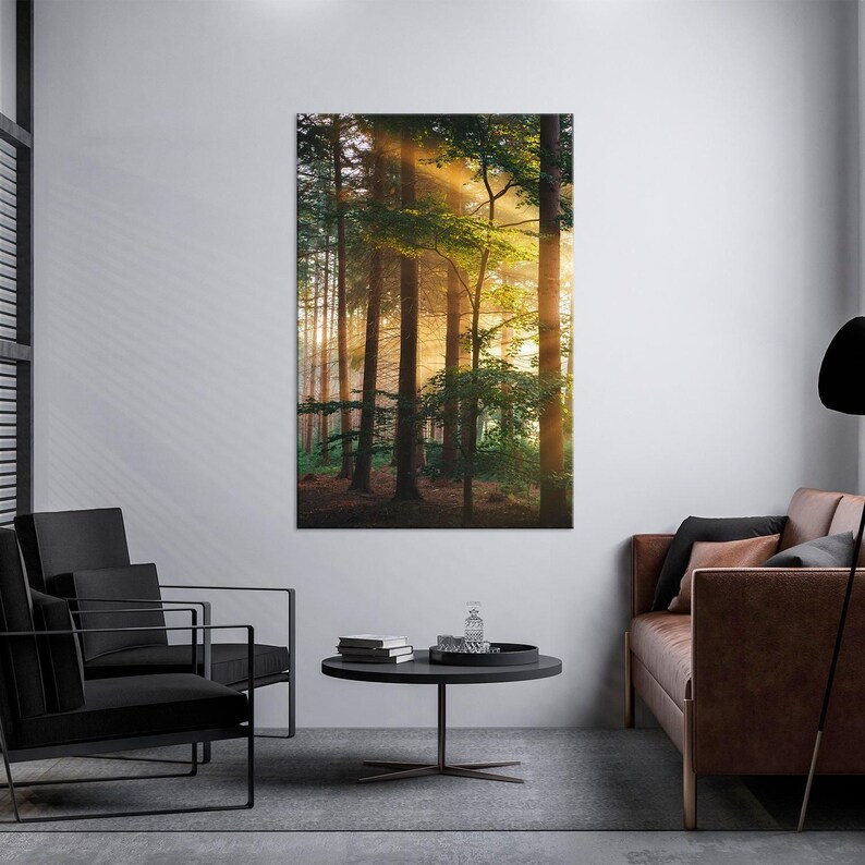 Sunset Forest Canvas Wall Art, Botanical Landscape Tree Nature Print - Etsy