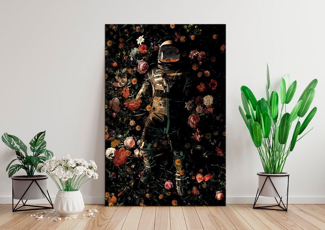 Astronaut in Flowers Printable Canvas Wall Art Prints Nasa Astronaut ...
