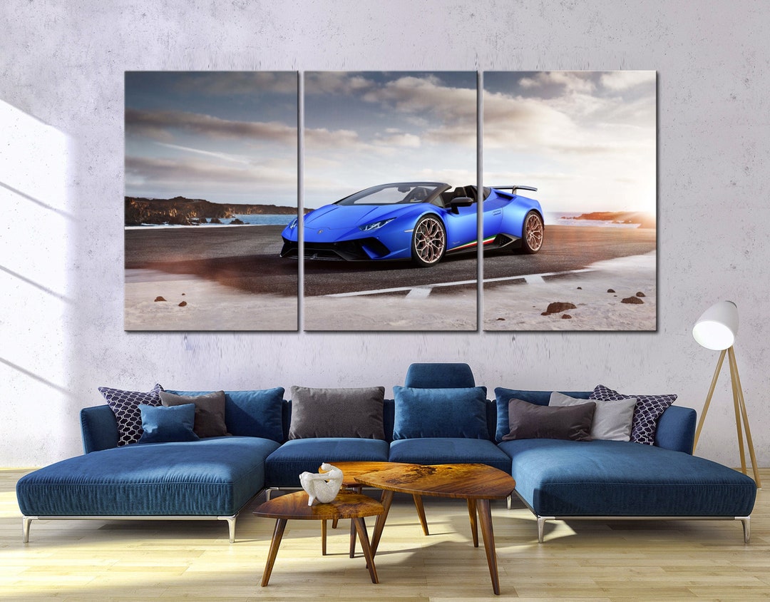 Lamborghini Wall Art Canvas Blue Sport Car Decor Lamborghini - Etsy
