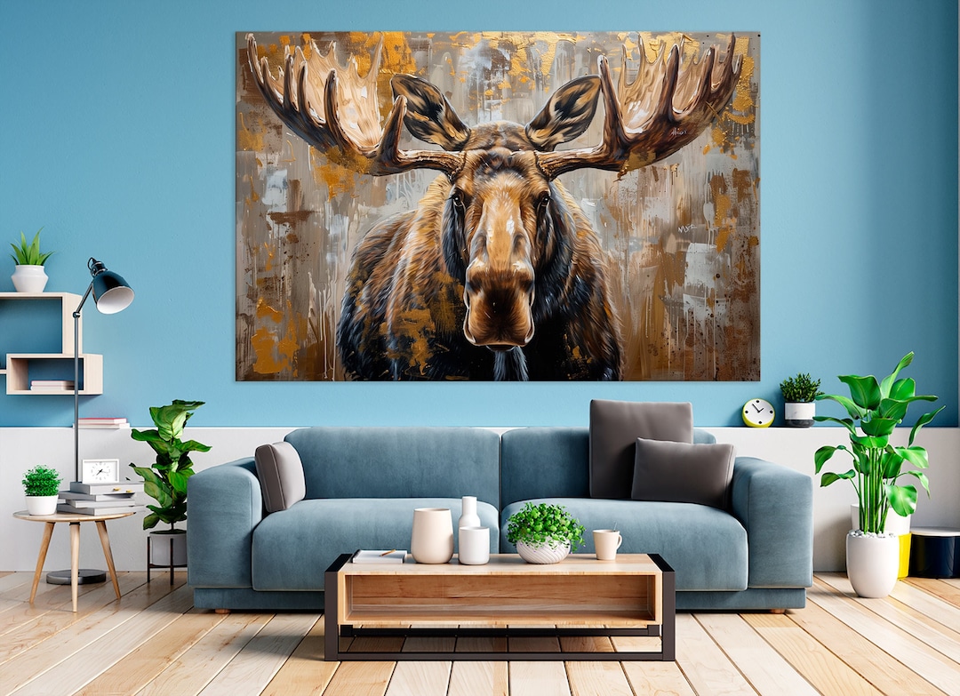 Moose Printable Canvas Wall Art Print Horns Wall Art Moose Head Animal ...