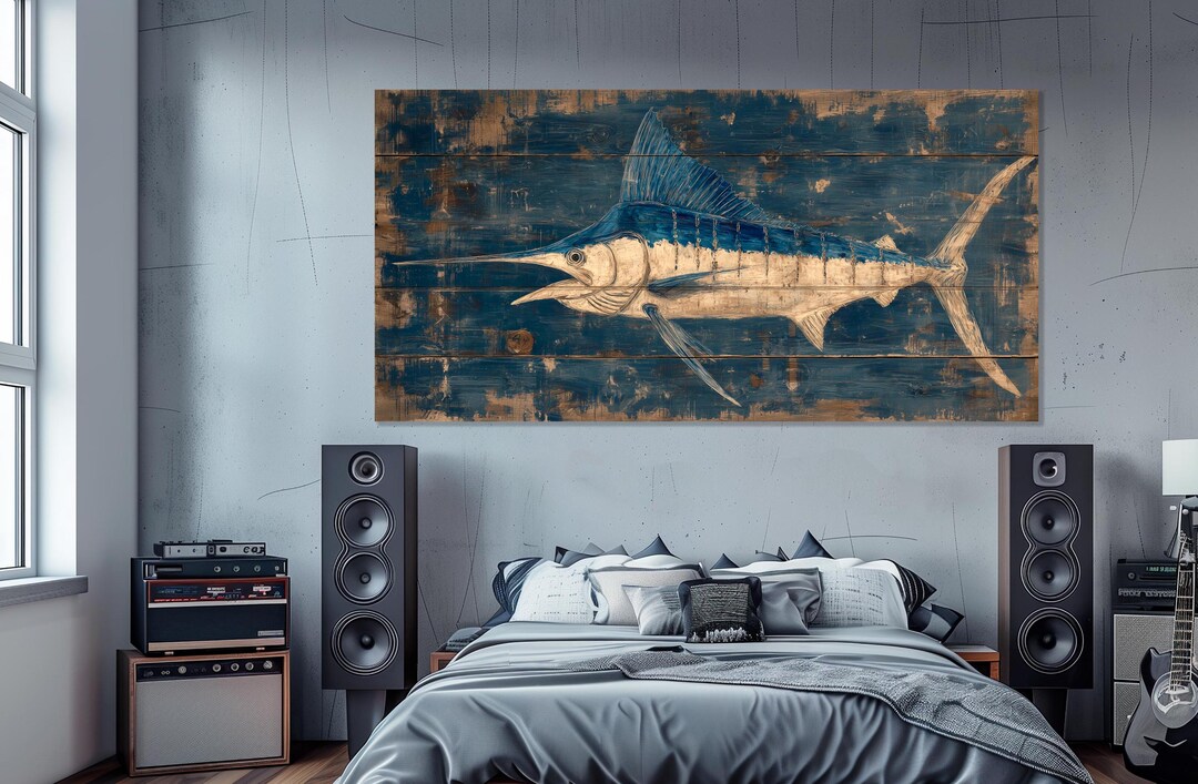 Marlin Fish Poster Printable Canvas Wall Art Prints Ocean Art Nautical ...