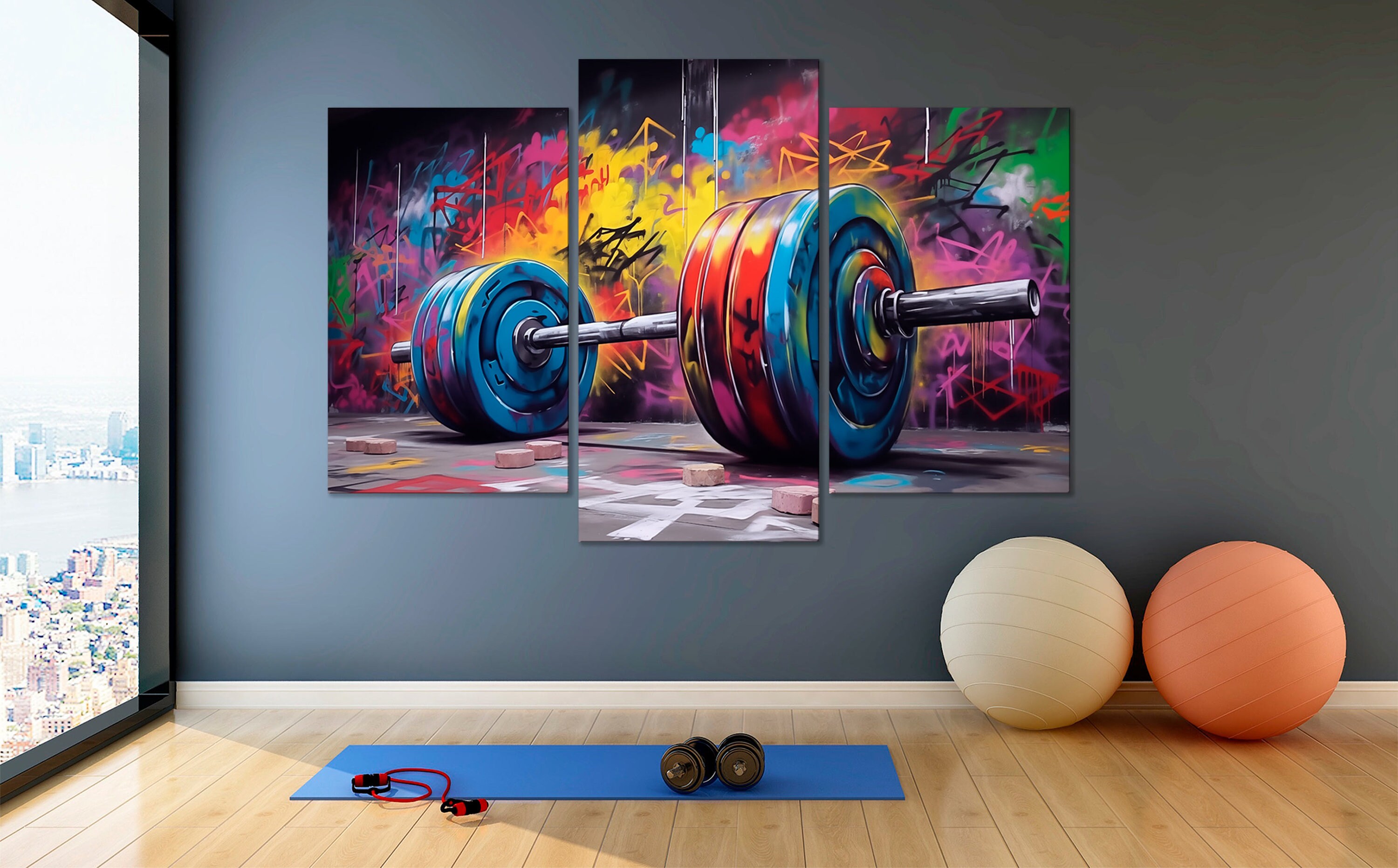 Graffiti Barbell Canvas Print, Motivational Gym Wall Art - Etsy