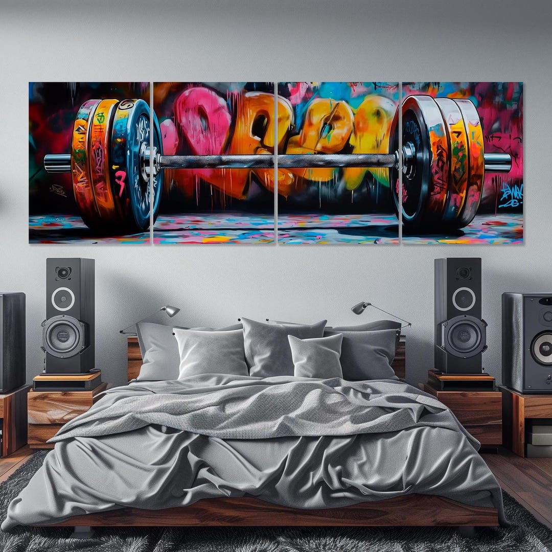 Graffiti Barbell Canvas Print: Home Gym, Sport Wall Art, Boys Room ...