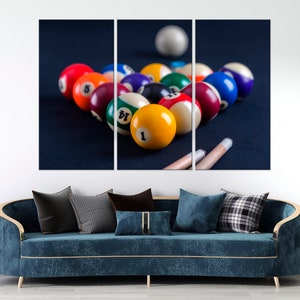 Pool Table Art Billiards Wall Art Billiard Balls Canvas Game Room Decor ...