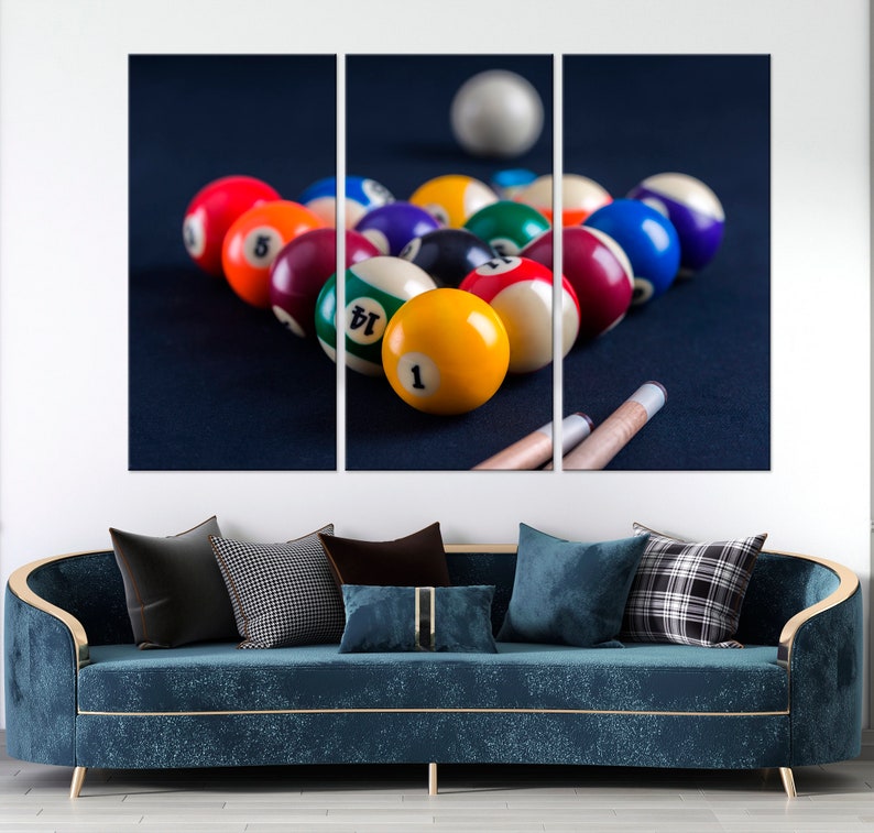 Pool Table Art Billiards Wall Art Billiard Balls Canvas Game - Etsy