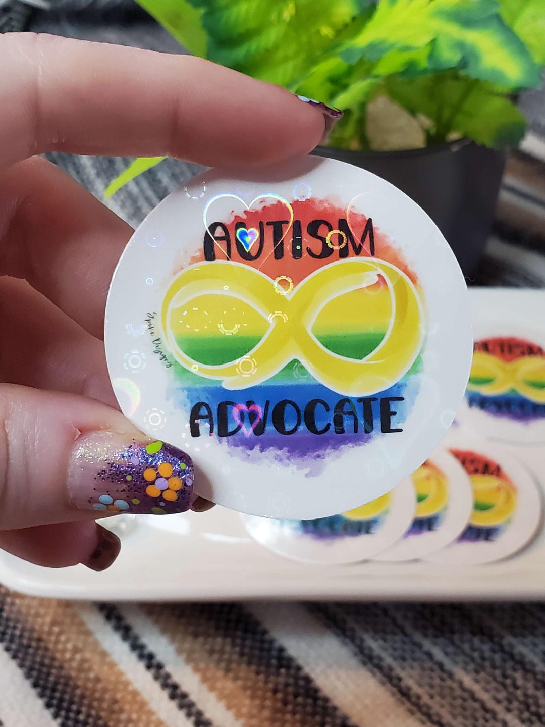 Holographic Rainbow Autism Advocate Gold Infinity Awareness Sticker - Etsy