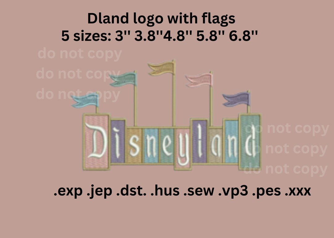 Happiest Place on Earth Sign With Flags Embroidery File Different Sizes ...