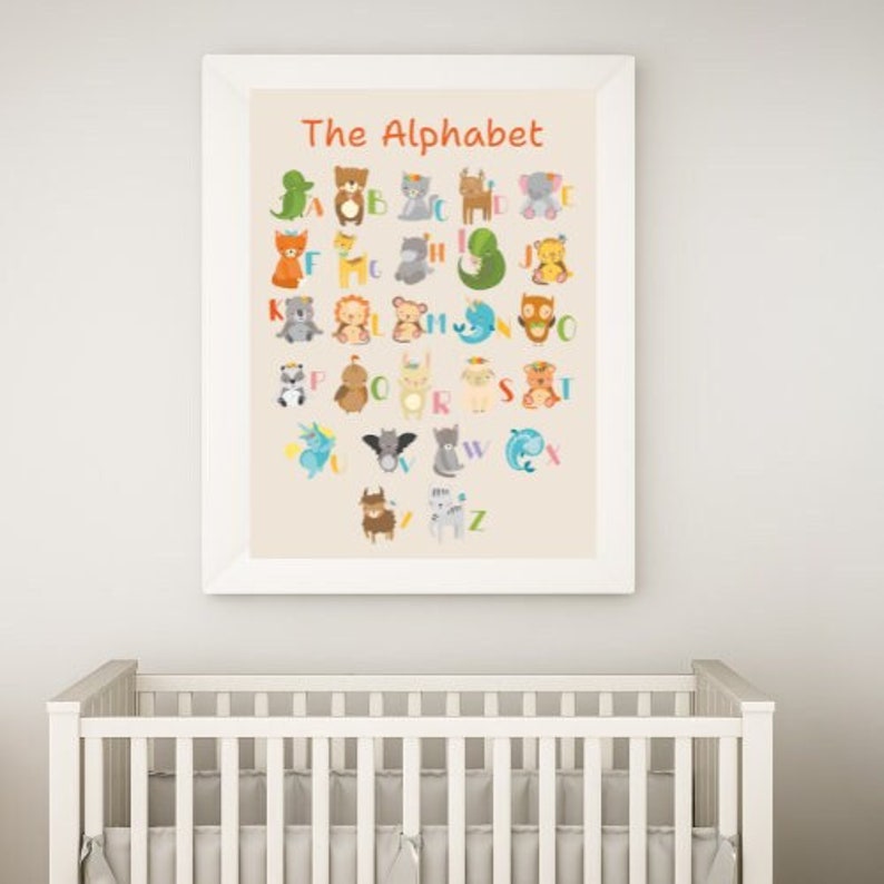Alphabet Animals Poster 18x24 Educational ABC Wall Art for Kids Room ...