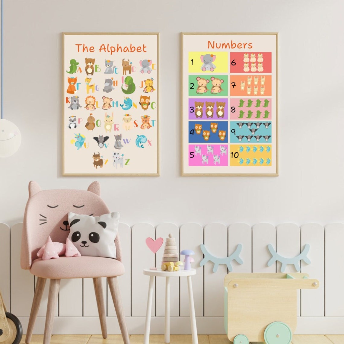 Alphabet & Number Animal Posters Set - Educational Wall Art for Kids - Etsy