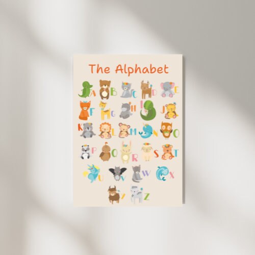Alphabet Animals Poster 18x24 Educational ABC Wall Art for Kids Room ...