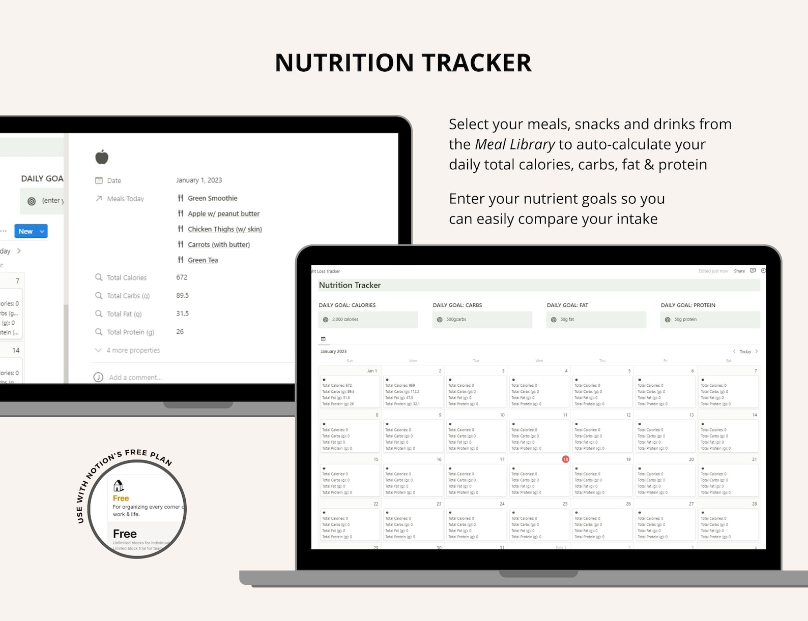 Weight Loss Notion Weight Loss Tracker Chart Calorie Tracker Notion Calorie Planner Notion Meal ...
