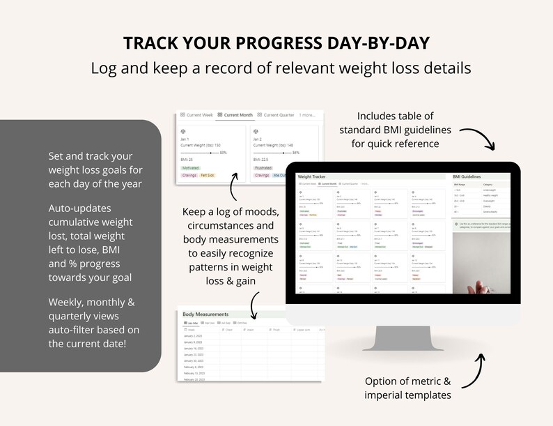 Notion Fitness Template Weight Loss Tracker Notion Health Bundle ...