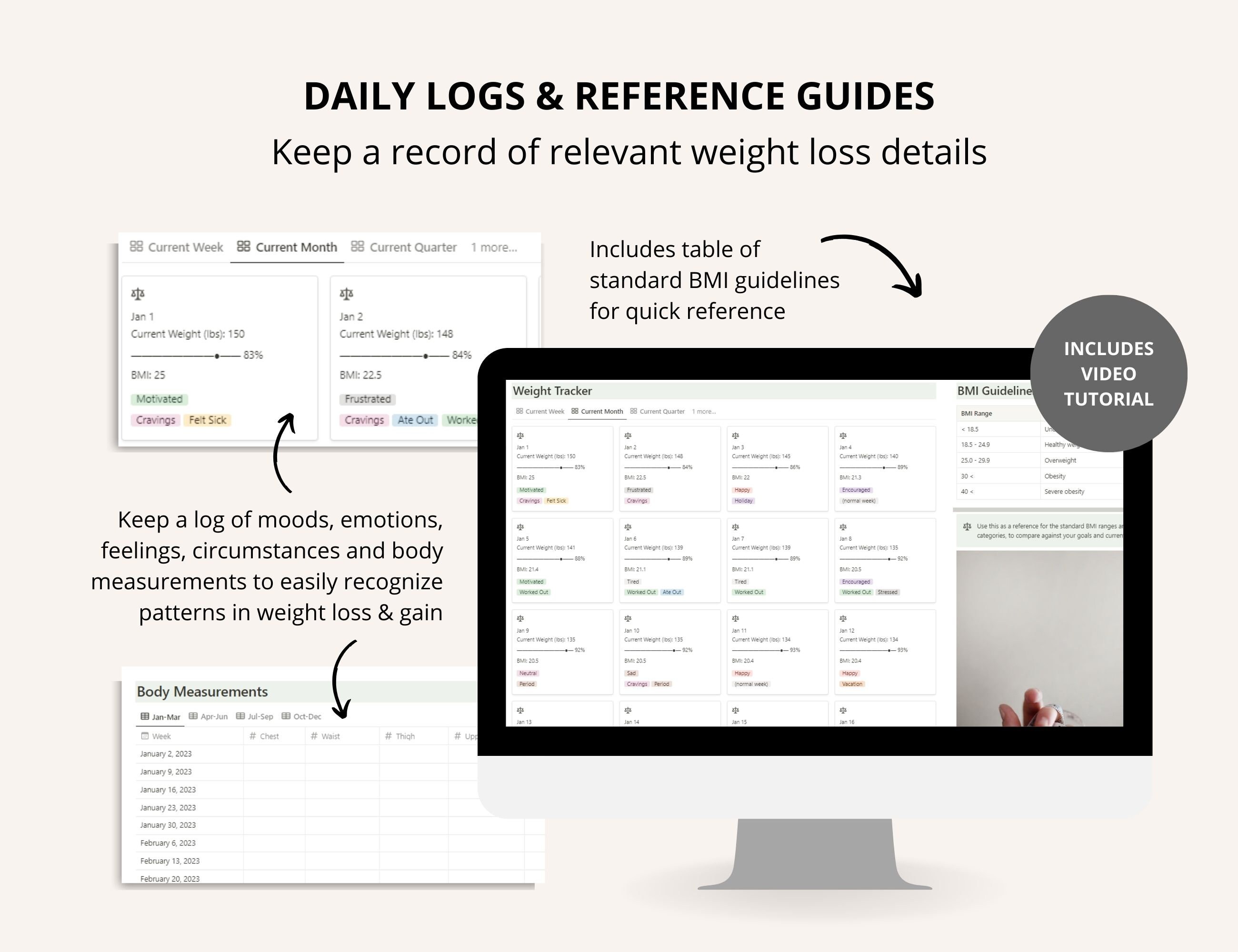 Weight Loss Notion Weight Loss Tracker Chart Calorie Tracker Notion ...