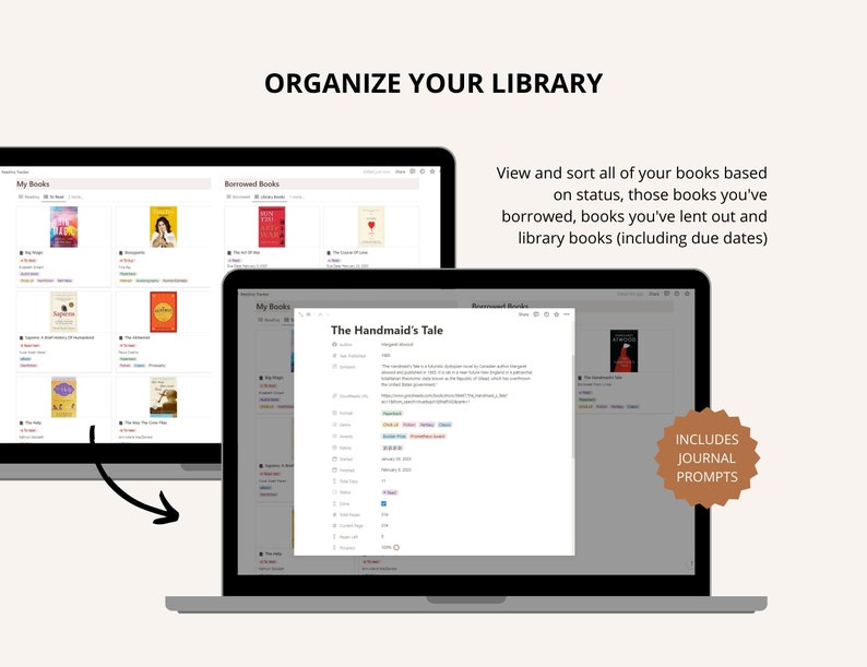 Notion Library Template Reading Goals Tracker Read Log Organizer ...