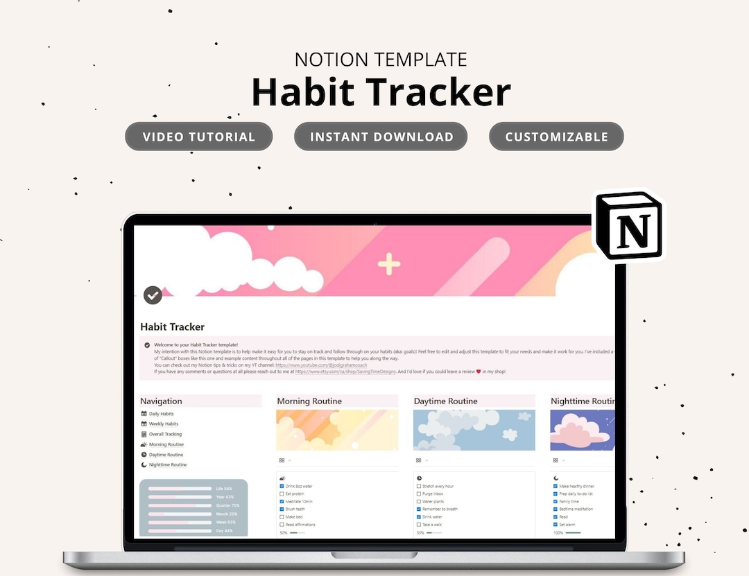 Notion Habit Tracker Template Notion Template Habit Tracker Routine ...