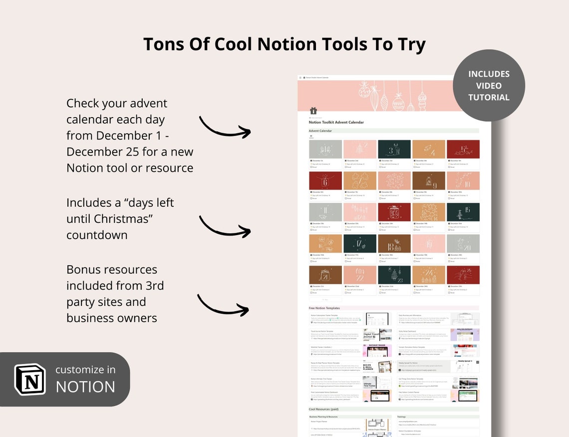 Digital Notion Advent Calendar Digital Advent Calendar for Adults ...