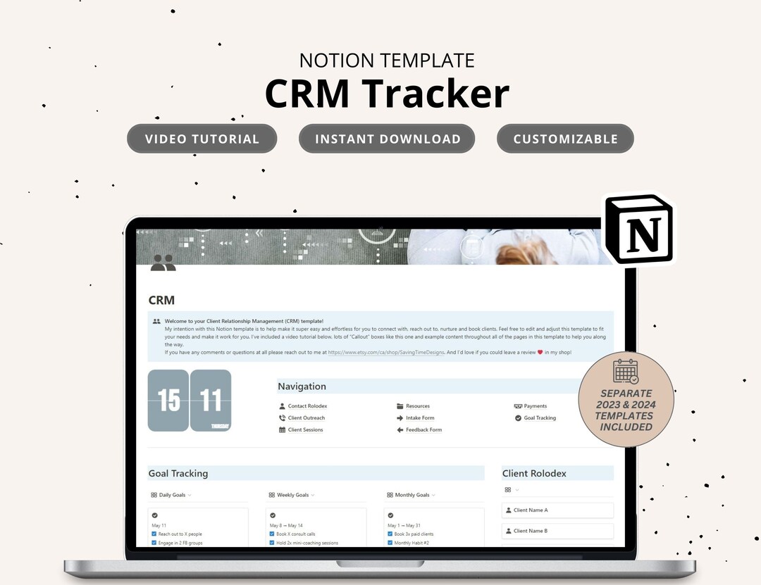 CRM Tracker Notion Template Business Planner Notion Client - Etsy