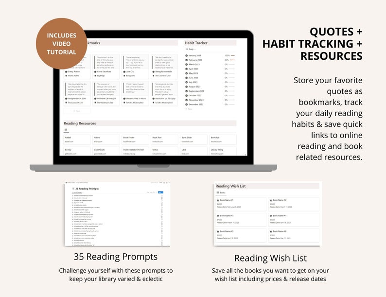 Notion Library Template Reading Goals Tracker Read Log Organizer ...