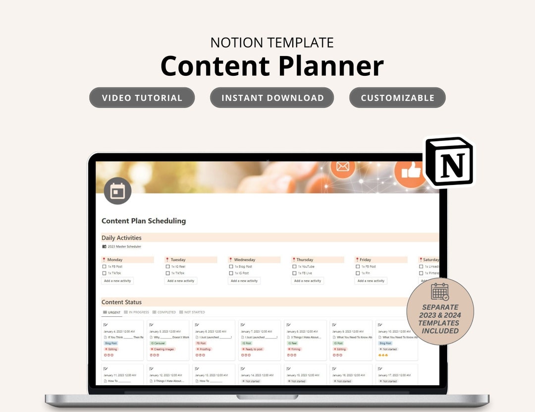 Notion Content Planner Notion Template Social Media Planner - Etsy