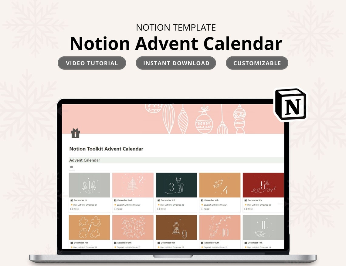 Digital Notion Advent Calendar Digital Advent Calendar for Adults ...