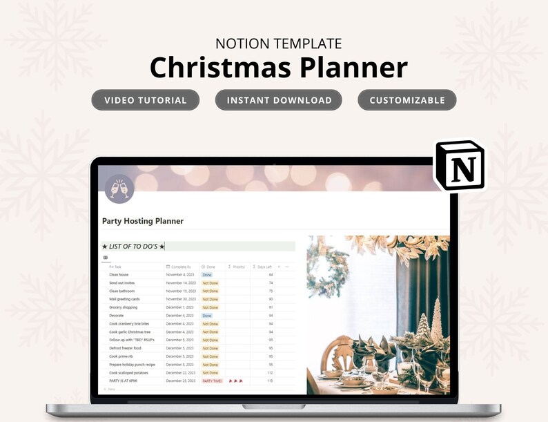 Christmas Planner Digital Notion Template Christmas Notion Meal Planner Template Christmas Gift ...