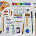 Stationary School Art Supplies, Clipart, Digitalart, Brush, Colors ...