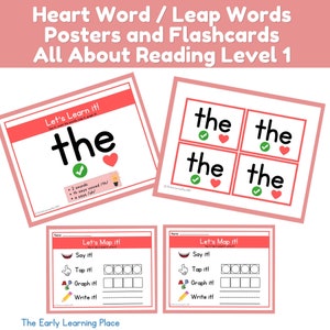 Heart / Leap Word Worksheets and Cards (all About Reading Level 1 ...