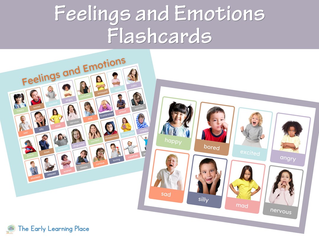 32 Feelings Flashcards for Kids | Montessori Flashcards | Feelings ...