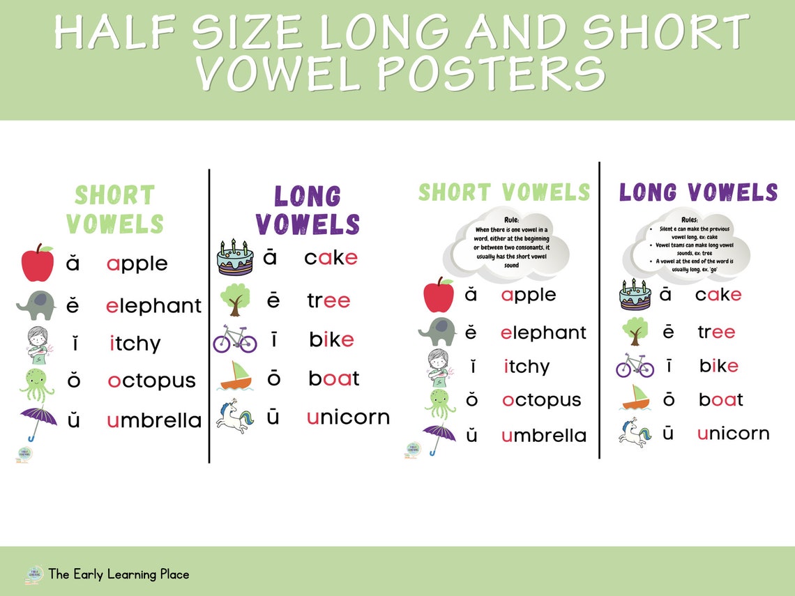 Short and Long Vowel Posters/sorts & Consonant Poster/sort Alphabet ...