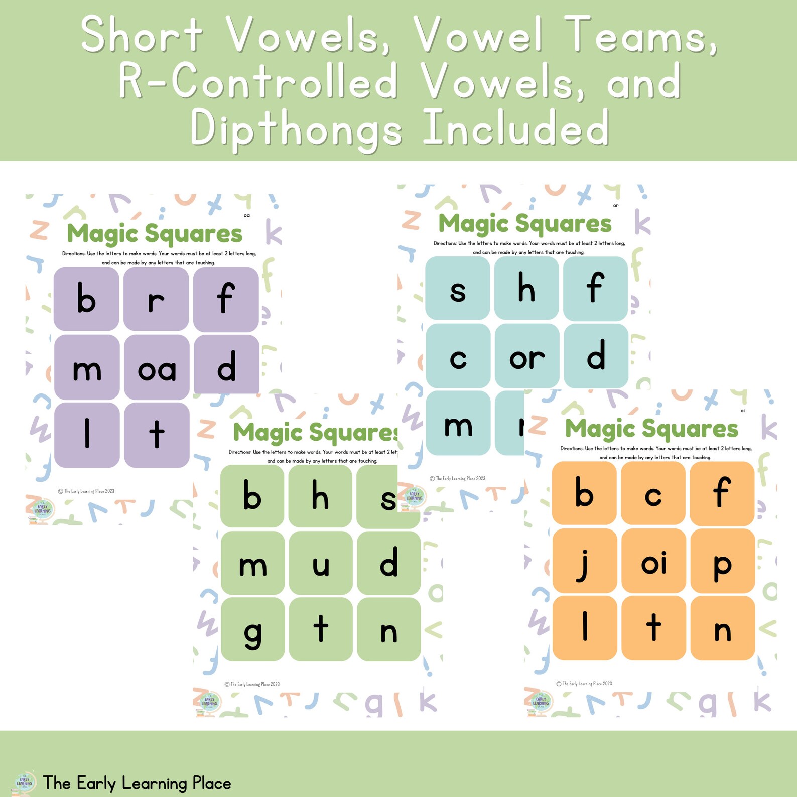 Magic Squares Phonics Gameboards/activity Sheets | Short Vowels, Vowel ...