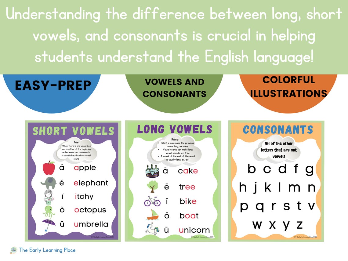Short and Long Vowel Posters/sorts & Consonant Poster/sort | Alphabet ...