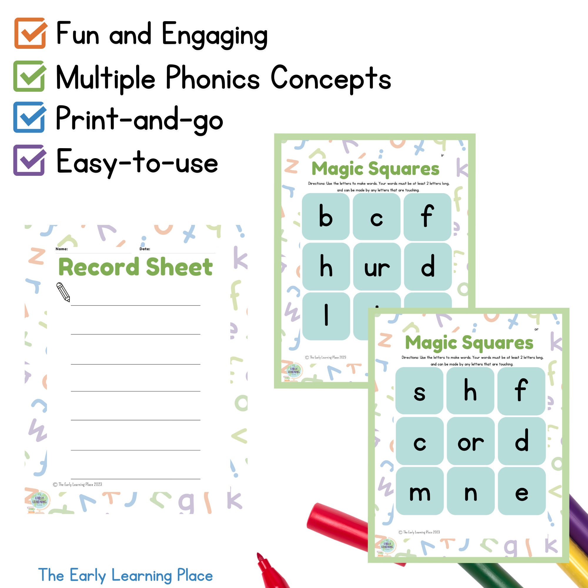 Magic Squares Phonics Gameboards/activity Sheets | Short Vowels, Vowel ...
