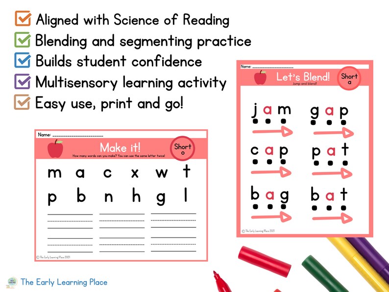 Short Vowel CVC Worksheets and Activities Short A Science of Reading ...