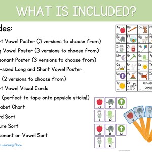 Short and Long Vowel Posters/sorts & Consonant Poster/sort | Alphabet ...