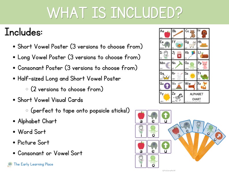 Short and Long Vowel Posters/sorts & Consonant Poster/sort | Alphabet ...