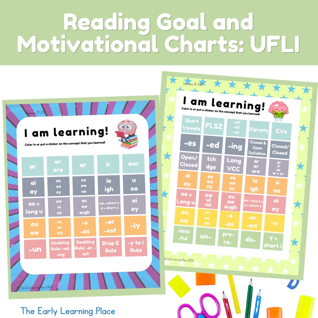 Reading Goal and Motivational Charts UFLI Inspired - Etsy