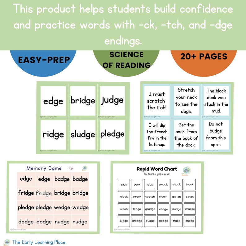 1-1-1 Rule Poster and Activities | -tch | -dge | -ck | Spelling Rule - Etsy