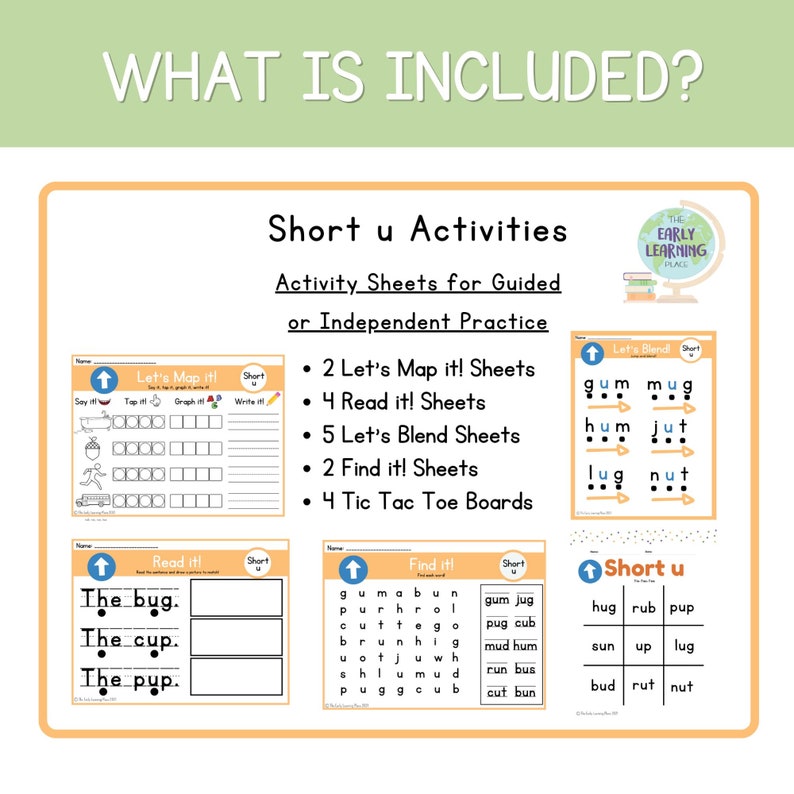 Short Vowel CVC Worksheets and Activities - Short U | Science of ...