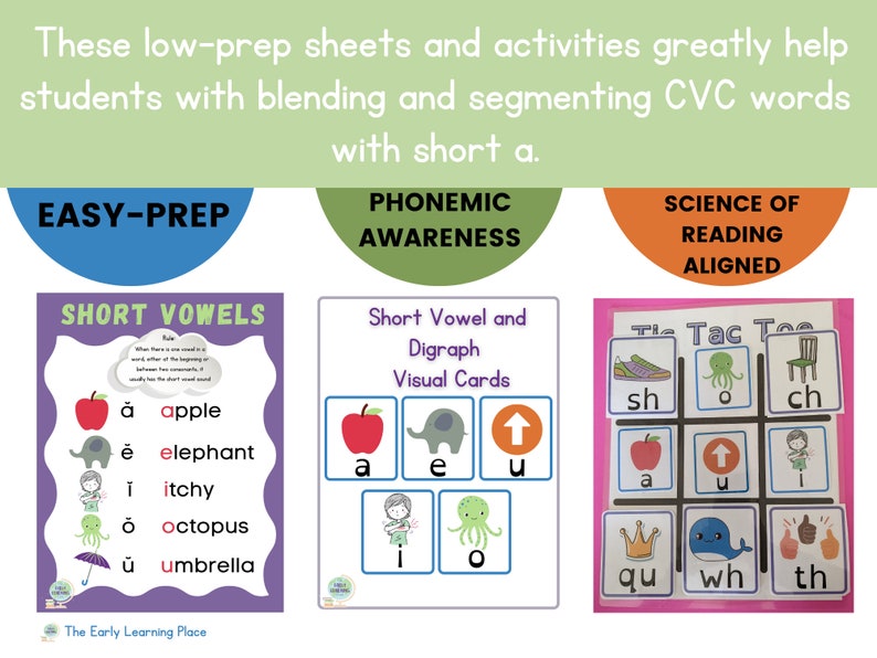 Short Vowel CVC Worksheets and Activities Short A Science of Reading ...