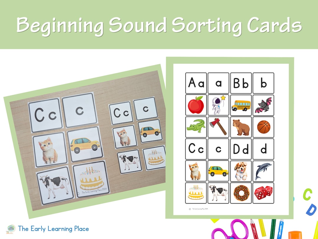 Beginning Letter Sounds Picture Cards, Beginning Sounds Sort, Printable ...