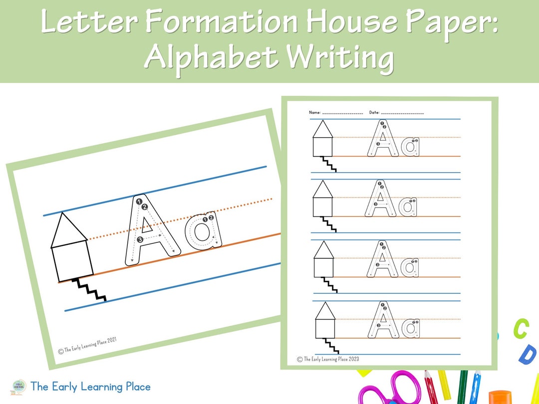 Letter Formation House Paper | Alphabet Writing - Etsy