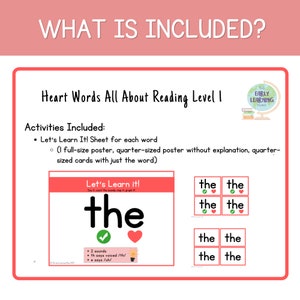 Heart / Leap Word Worksheets and Cards (all About Reading Level 1 ...