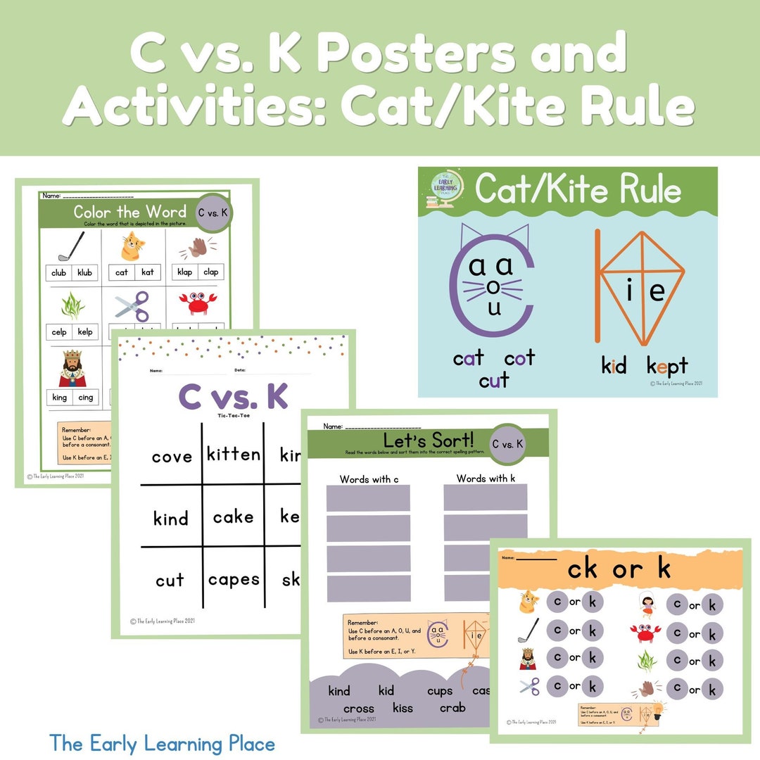 C Vs. K Cat/kite Rule Posters and Activities (digital Download) - Etsy