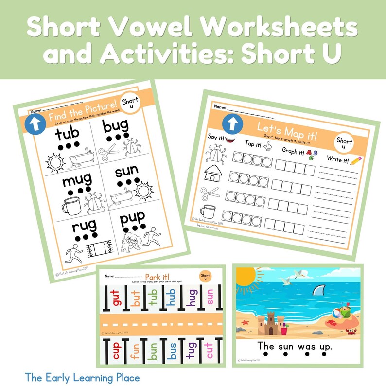 Short Vowel CVC Worksheets and Activities Short U Science of Reading ...